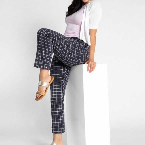 Betabrand | Pants & Jumpsuits | Betabrand Navy And White Window Pane ...